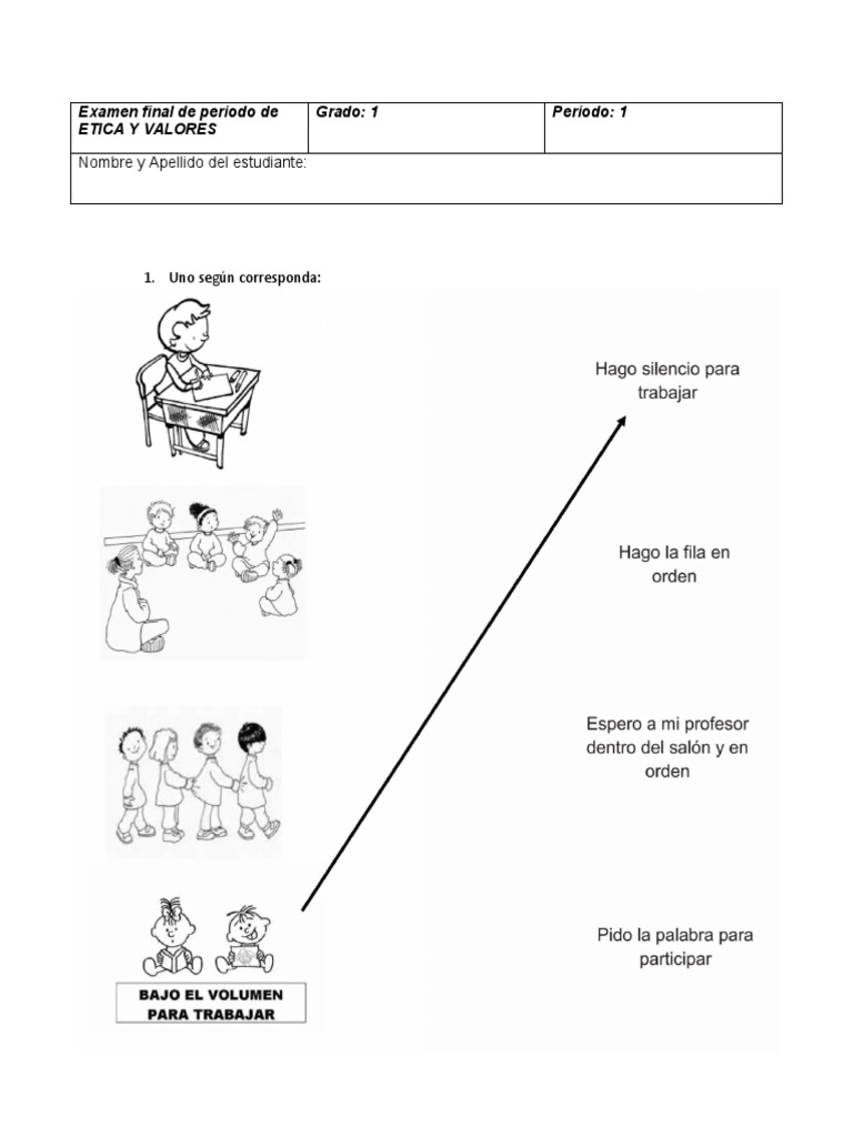 Etica y Valores Primaria Examen de Primer Periodo y 6 2 | PDF Etica y Valores Primaria Examen de Primer Periodo y 6 2 | PDF