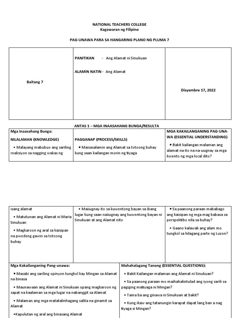 UBD LESSON PLAN (Landscape) | PDF
