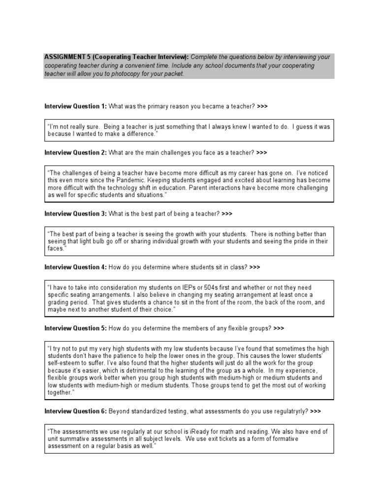 Cooperating Teacher Interview | PDF | Career & Growth