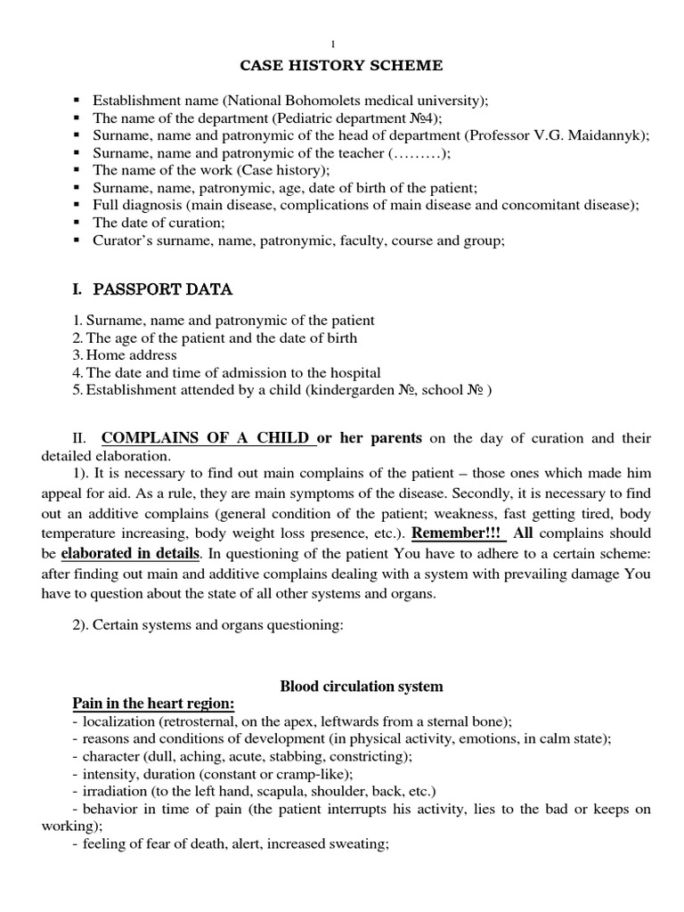 Detailed Case History Scheme | PDF