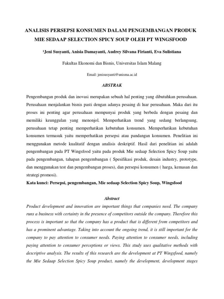 Persepsi Konsumen Mie Sedaap Spicy | PDF