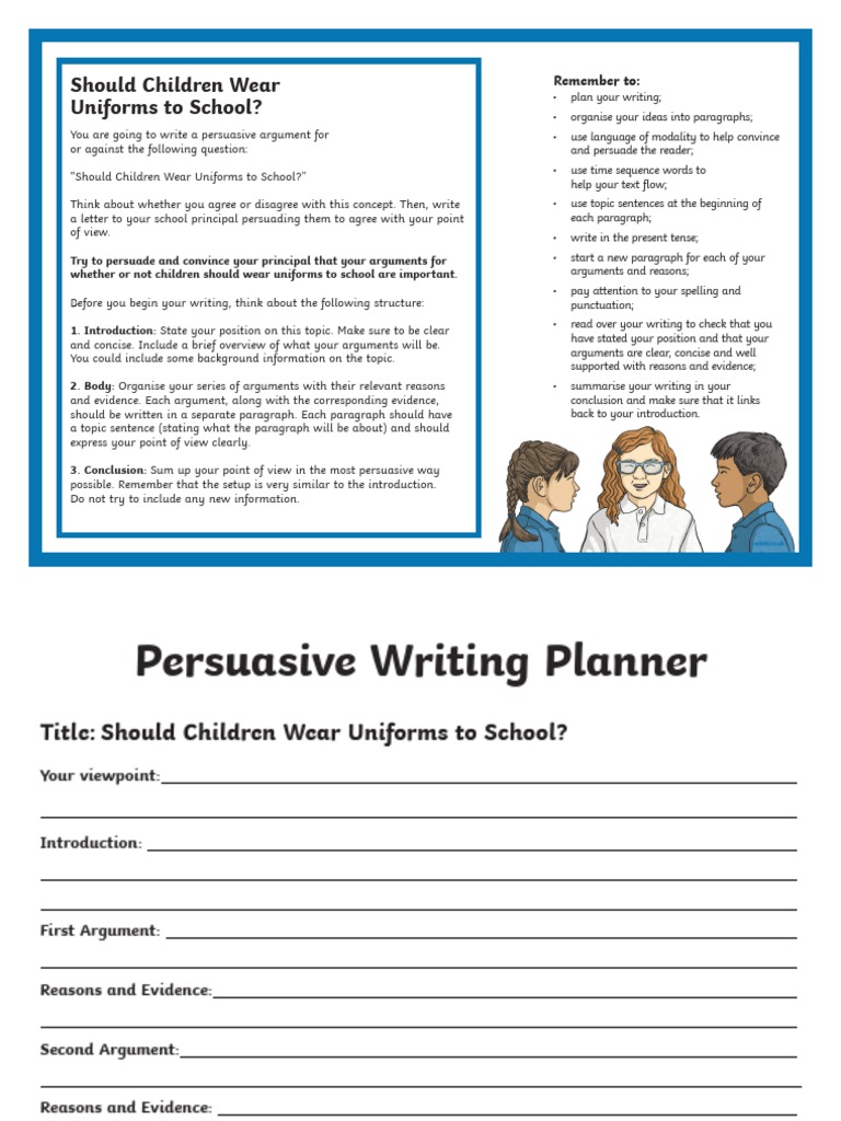 Au t2 e 848 Year 5 Should Children Wear Uniforms To School Persuasive ...