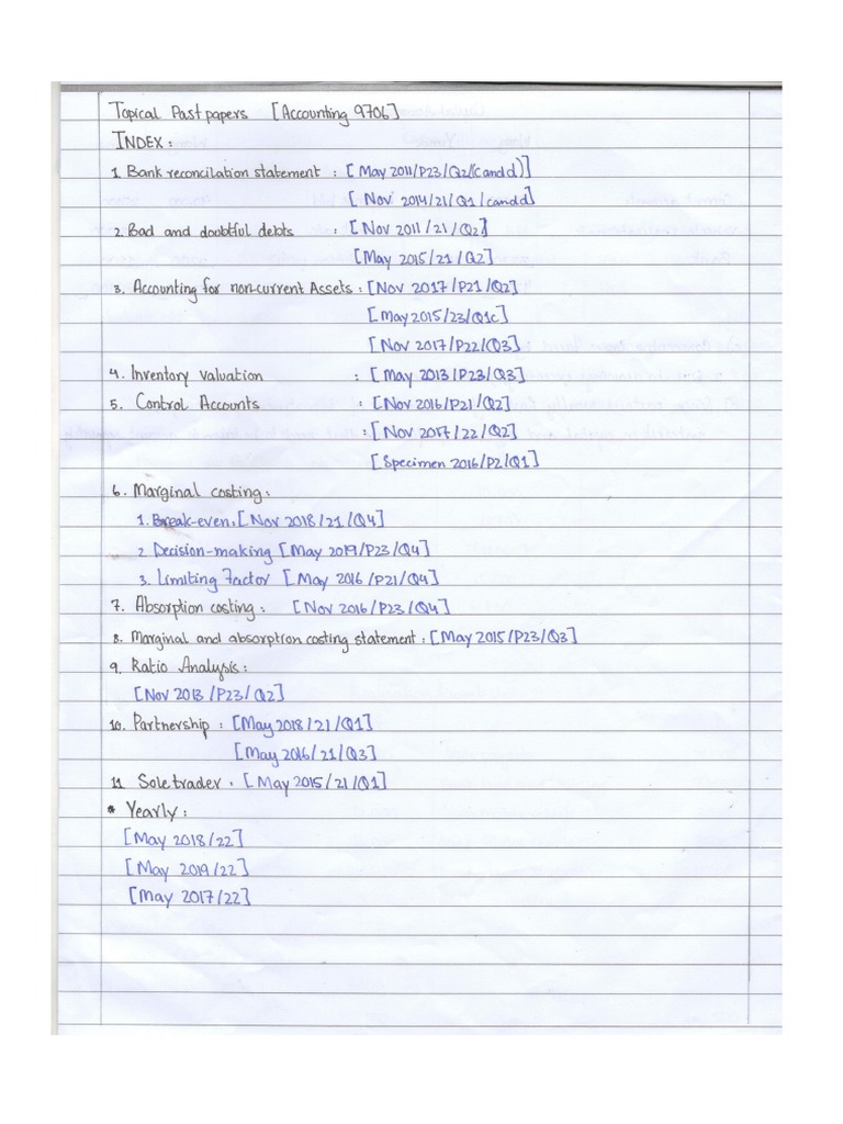 Topical (9706) Past Paper | PDF