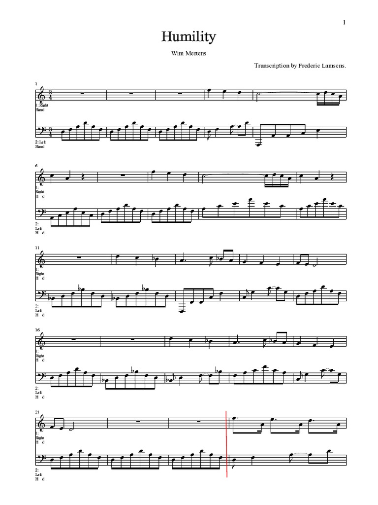 Humility - Wim Mertens | PDF