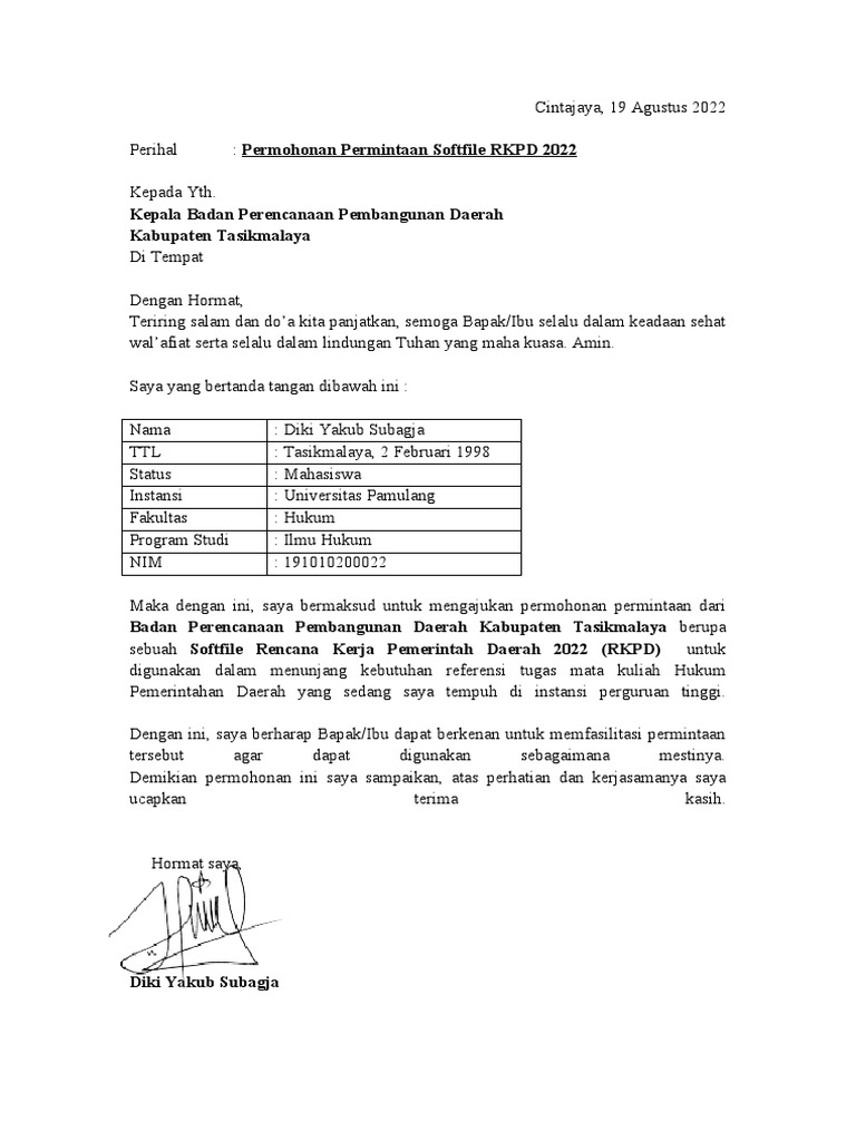 Permohonan RKPD | PDF