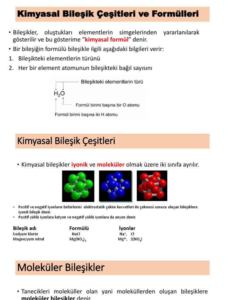 Üni̇te - Ki̇myasal Bi̇leşi̇kler (Yardimci Döküman) PDF | PDF