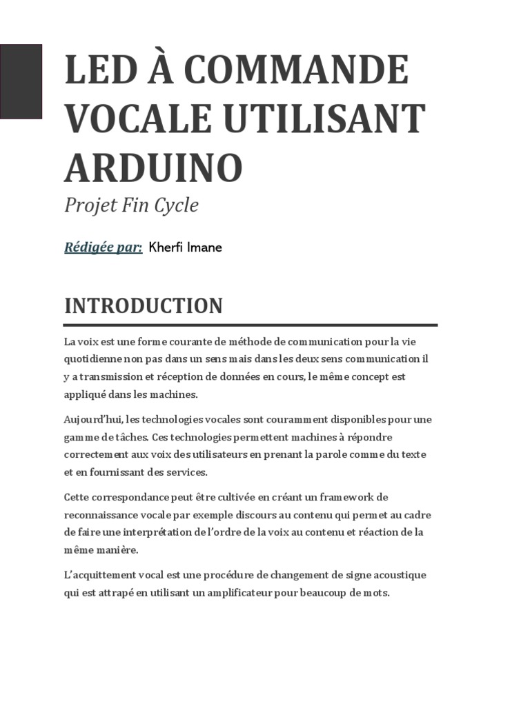 LED vocale avec Arduino : Projet Fin Cycle | PDF | Ordinateurs