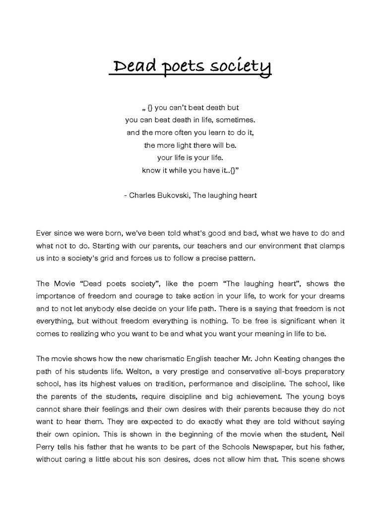 Dead Poets Society | PDF