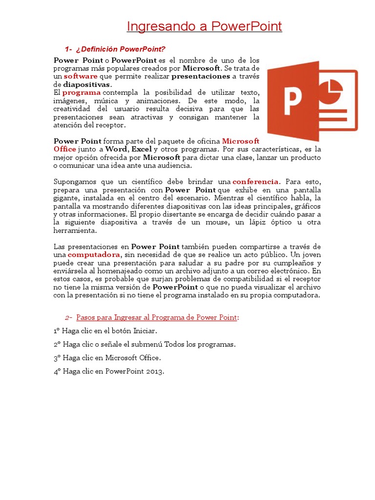 Definicion PowerPoint | PDF | Microsoft PowerPoint | Ingeniería de software