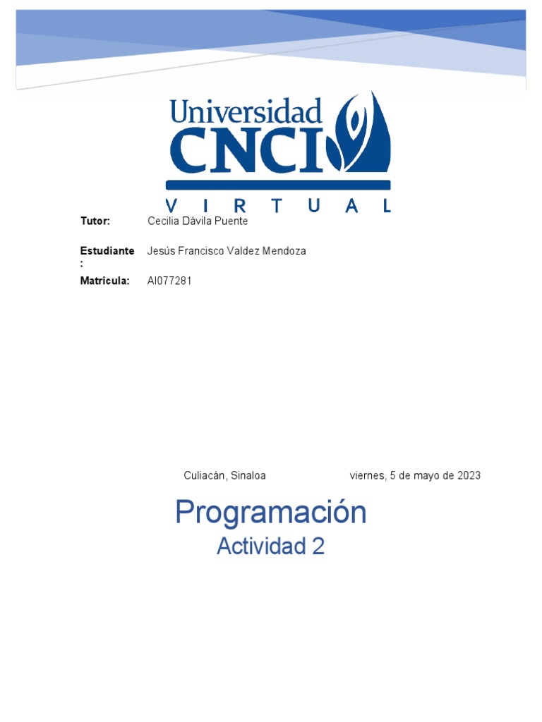 Actividad 2 Programacion | PDF