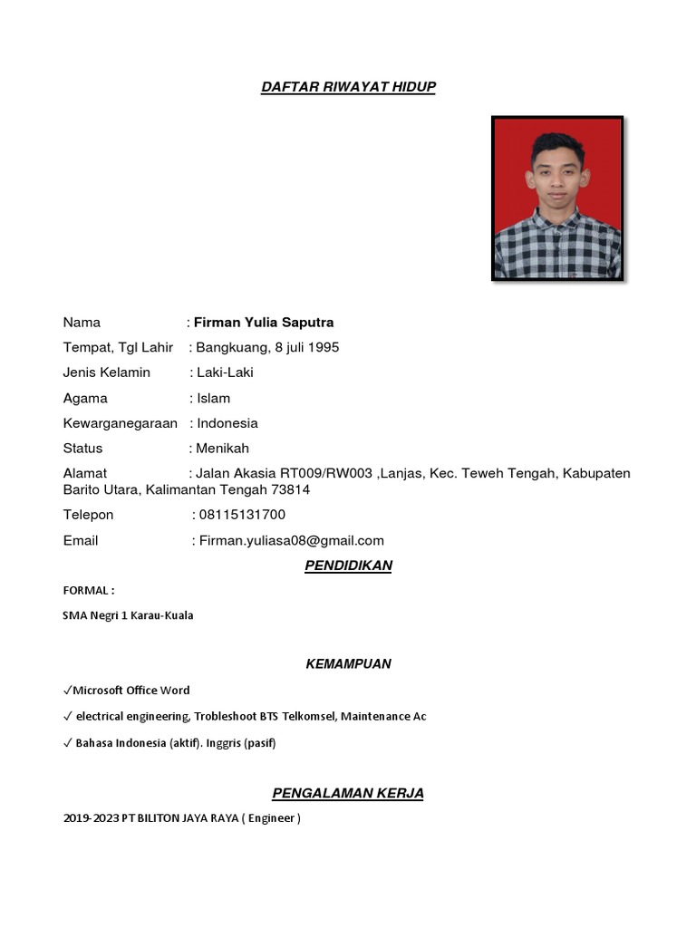 CV Firman Yulia Saputra - Engineer Indonesia | PDF