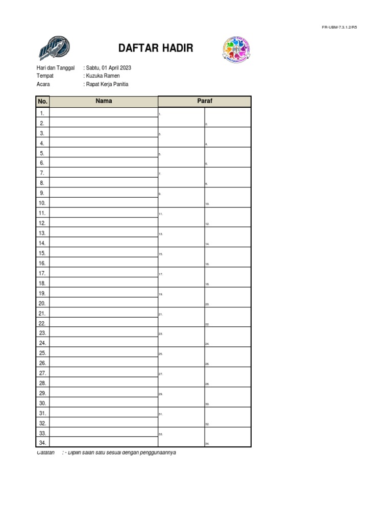 Daftar Hadir Rapat PDF | PDF