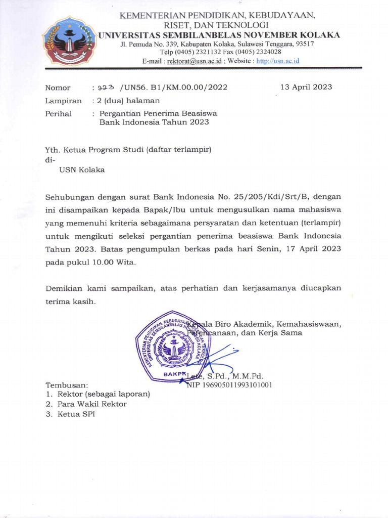 Surat Untuk Prodi PDF | PDF Surat Untuk Prodi PDF | PDF