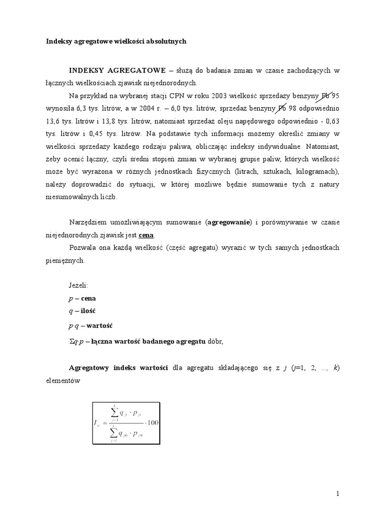 Wyklad 9 (Indeksy Agregatowe) | PDF