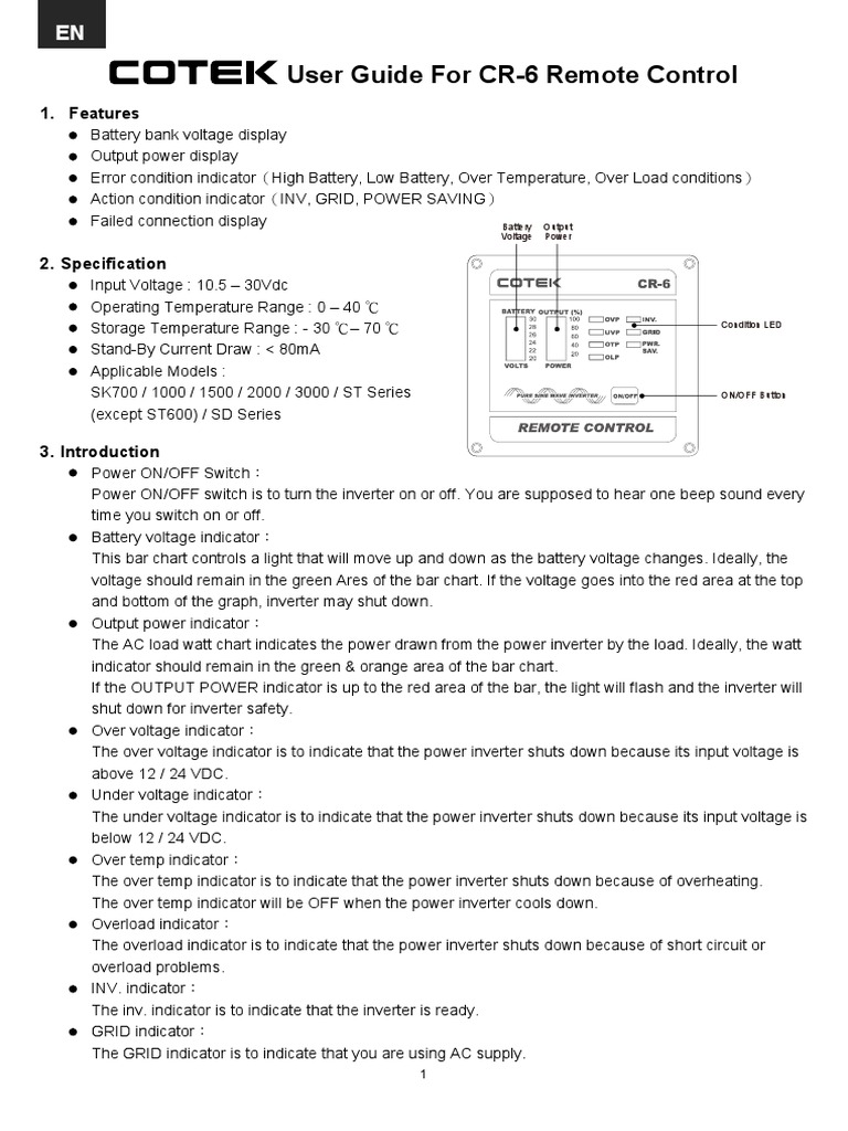 COTEK CR-6 User Manual PDF | PDF