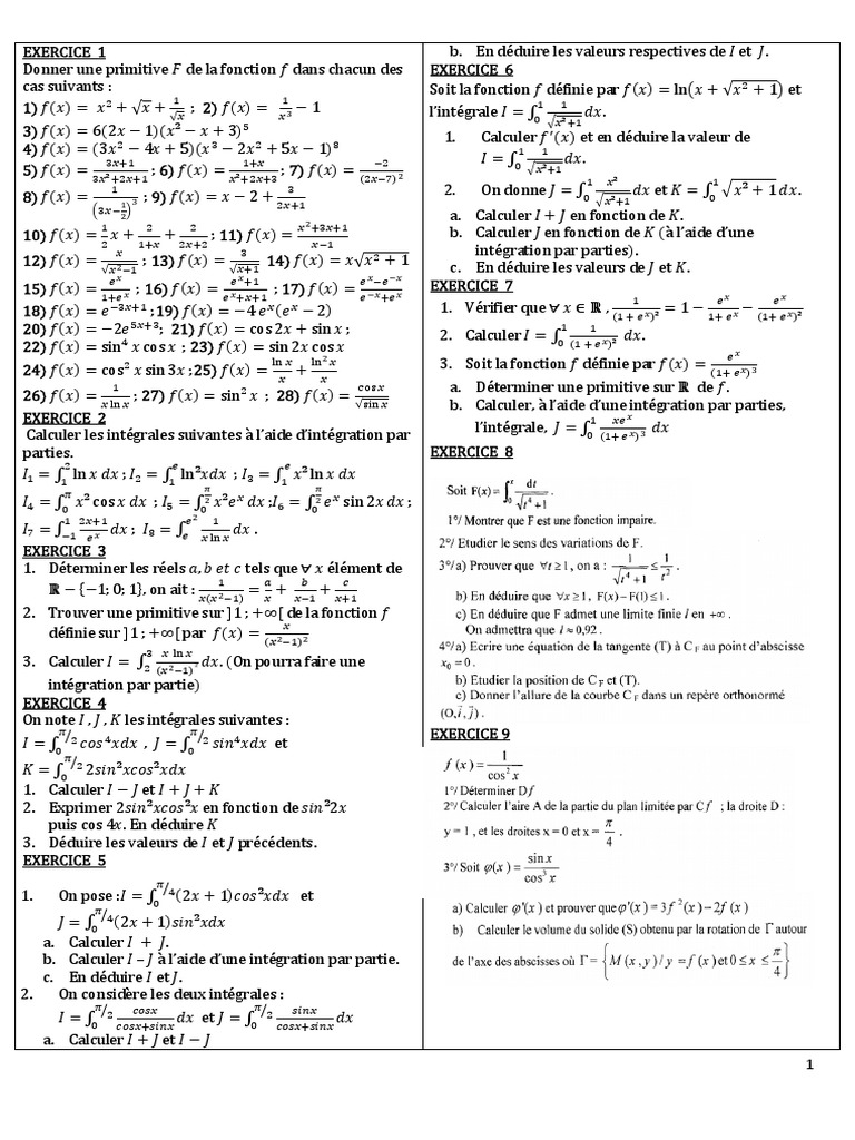 Exercices de Primitives et Intégrales | PDF | Intégral | Limite ...