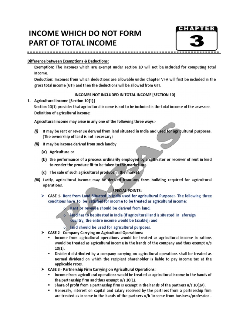 Chapter-3 Income Which Do Not Part of Total Income PDF | PDF