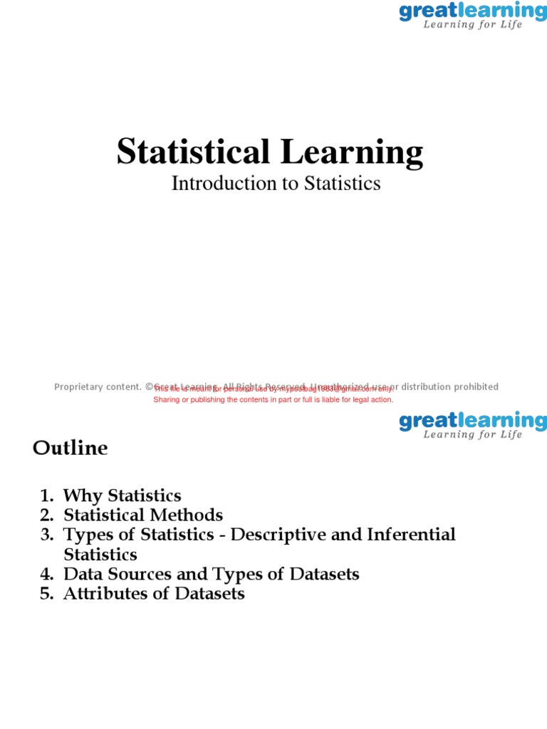 Statistical Learning - Introduction | PDF