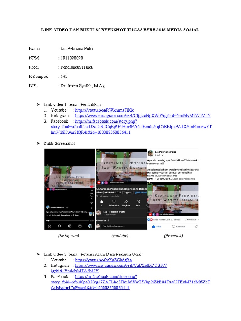 LINK VIDEO & SS TUGAS BERBASIS MEDIA SOSIAL_LIA PEBRIANA PUTRI ...