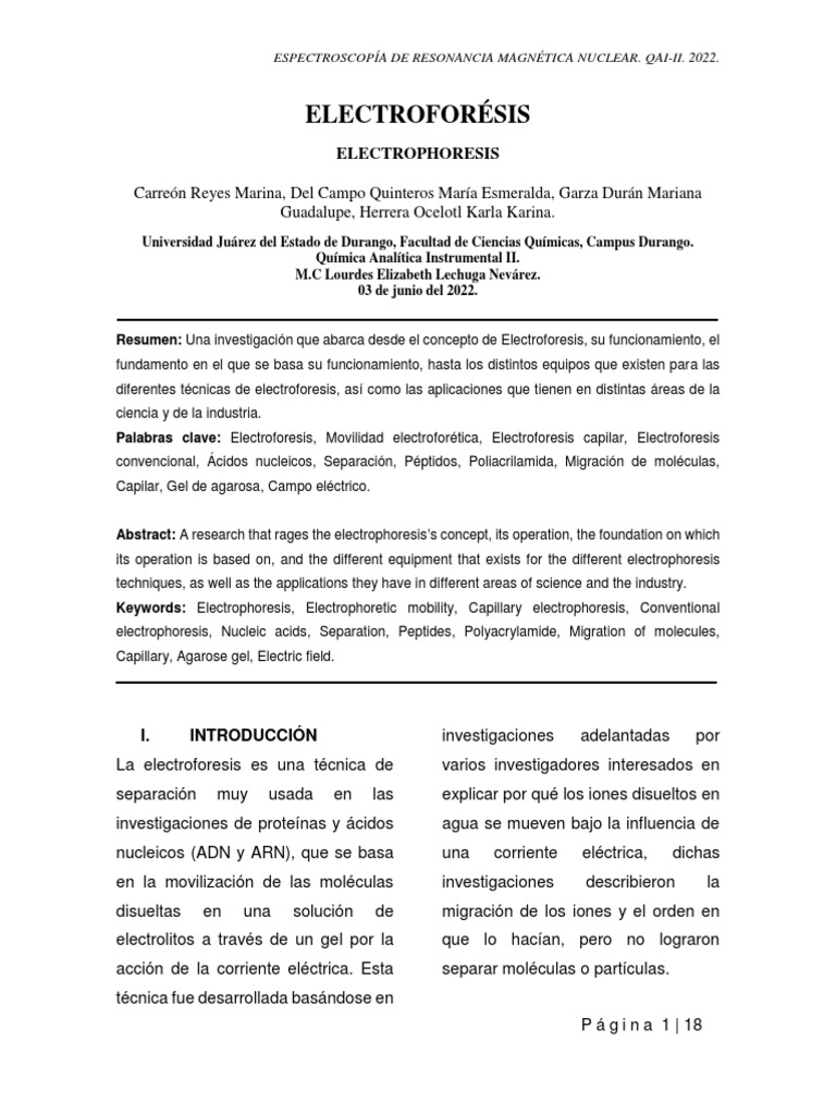 Electroforesis: Técnicas y Aplicaciones | PDF | Electroforesis | Proteínas