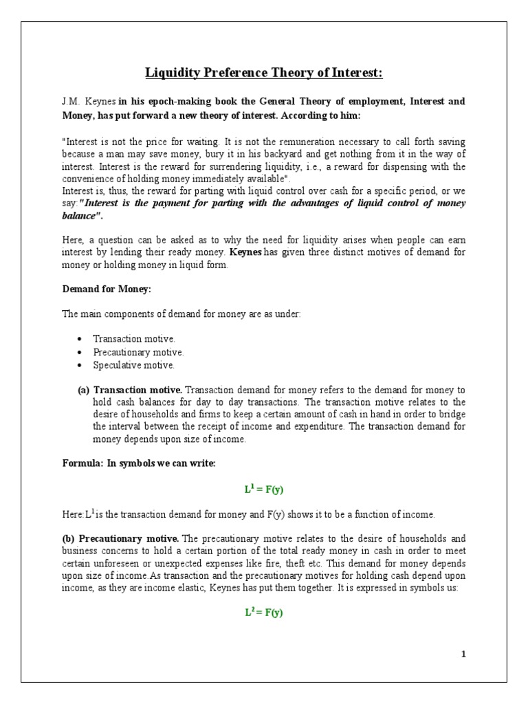 Liquidity Preference Theory of Interest.docx | PDF | Interest | Demand ...