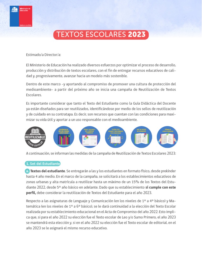 Comunicado Textos - Escolares - 2023 - Reutilizacion PDF | PDF