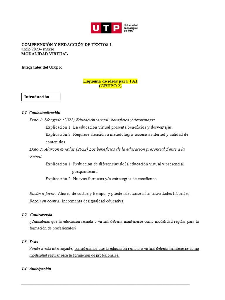 Entrega de La TA1 - Texto Argumentativo | PDF | Informática