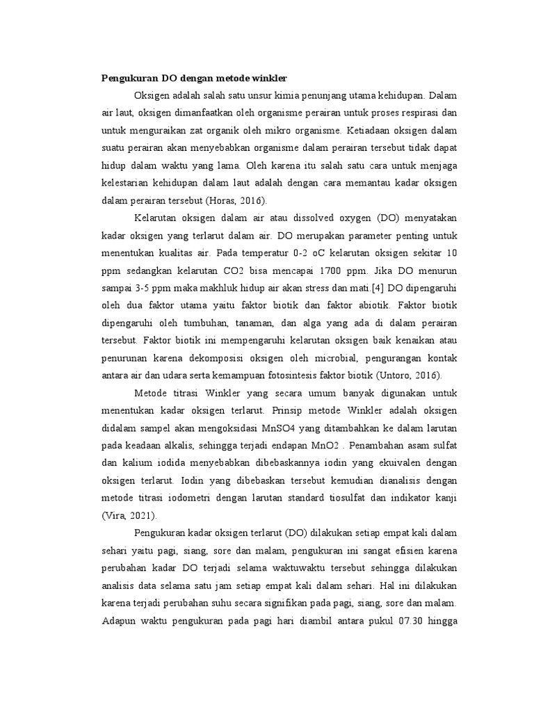 Pengukuran DO Dengan Metode Winkler | PDF