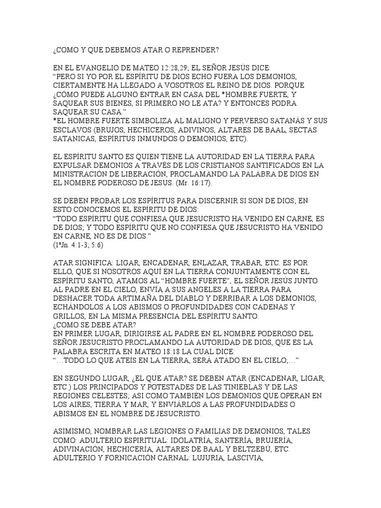 Como y Que Debemos Atar o Reprender | PDF