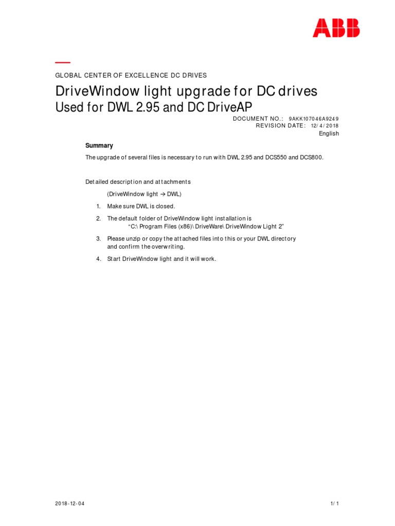 DriveWindow light 2_95 upgrade for DC drives.pdf | PDF
