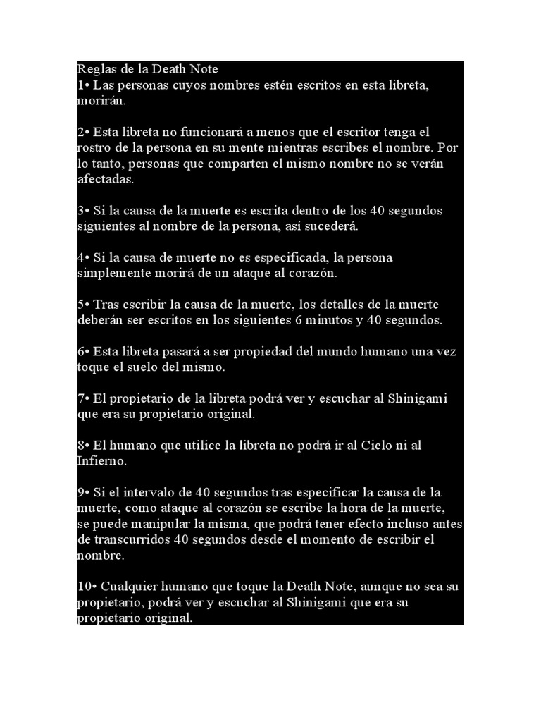 Reglas de La Death Note | PDF