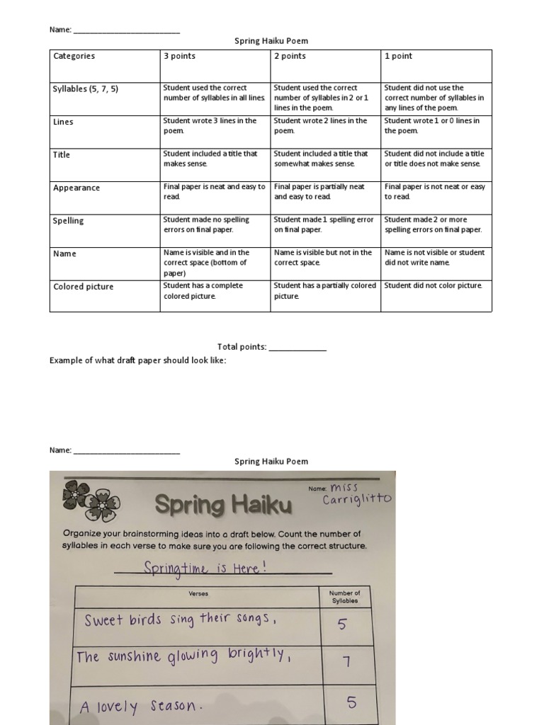 Spring Haiku Rubric | PDF