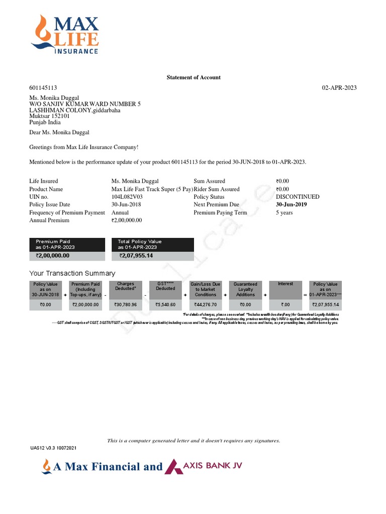 Ulip Statement | PDF