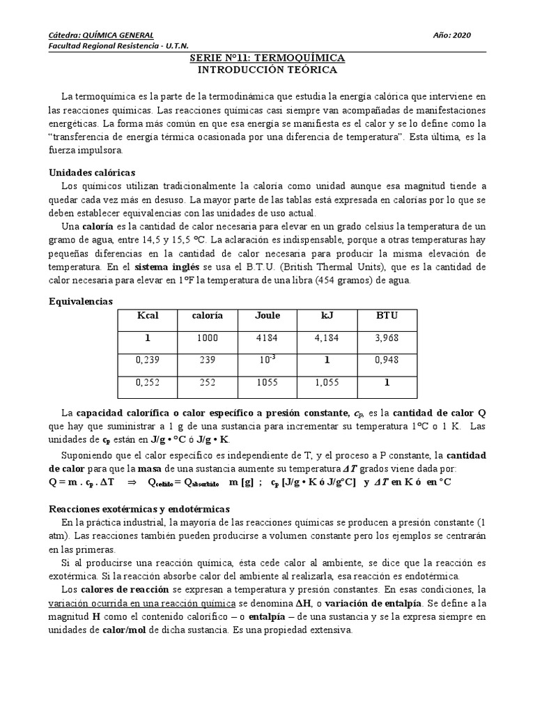 SERIE #11 Termoquímica | PDF | Métodos y materiales de enseñanza ...