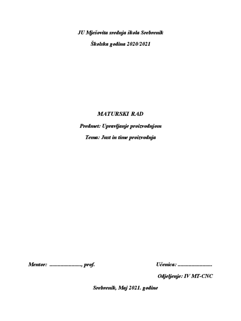 Maturski Primjer | PDF