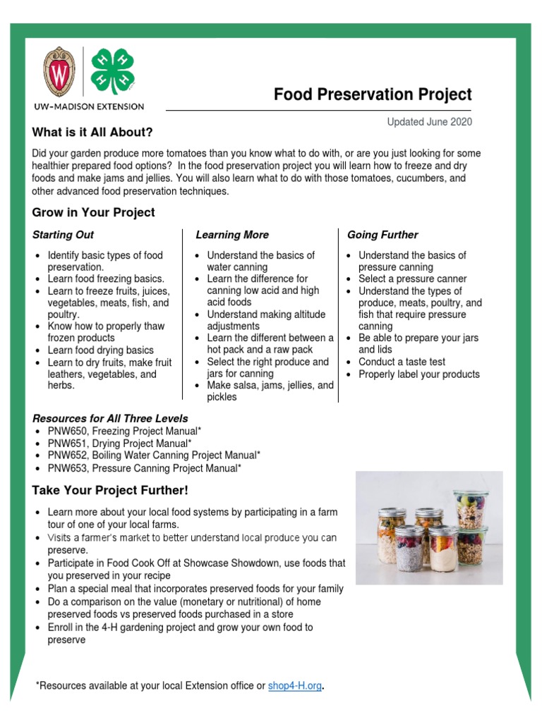 Food Preservation Project Sheet PDF | PDF