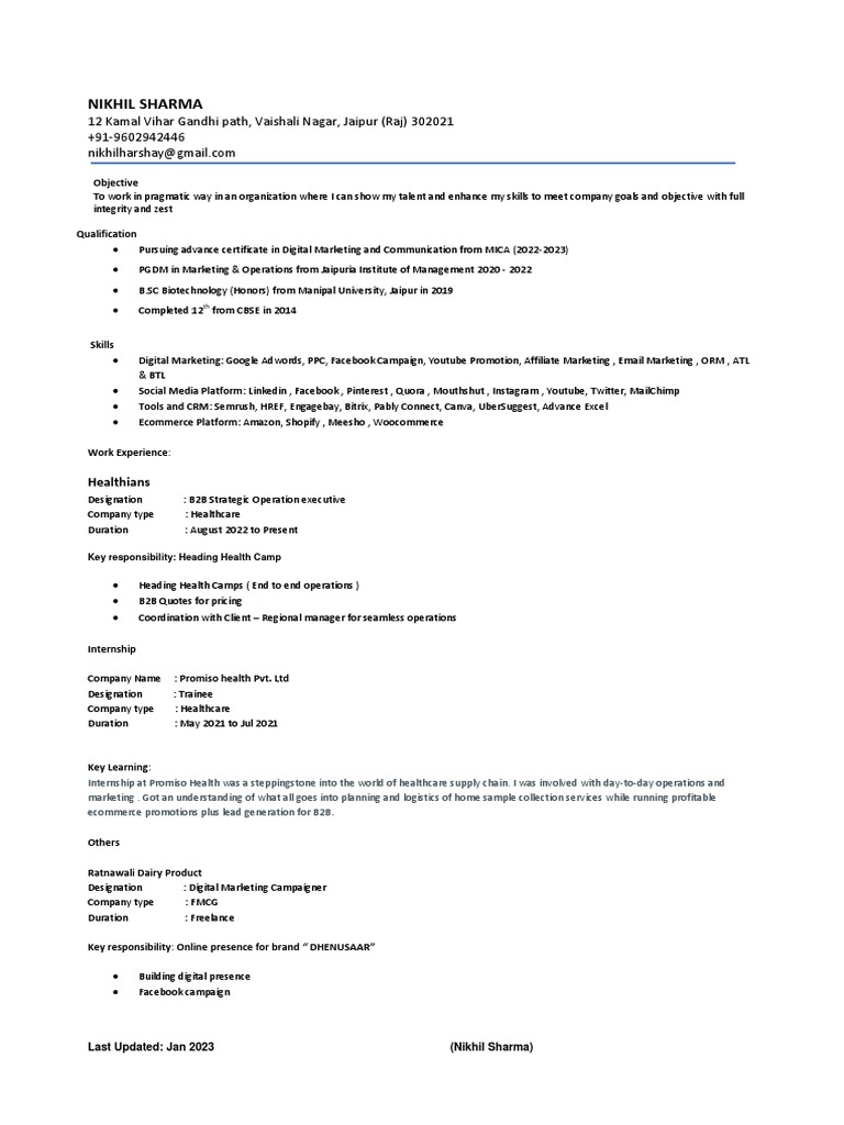 Resume Nikhil PDF | PDF