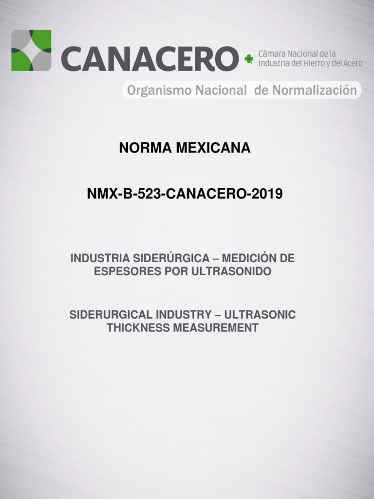 NMX-B-523-CANACERO-2019-1 Medición de Espesores Por UT PDF | Descargar gratis PDF | Ultrasonido ...