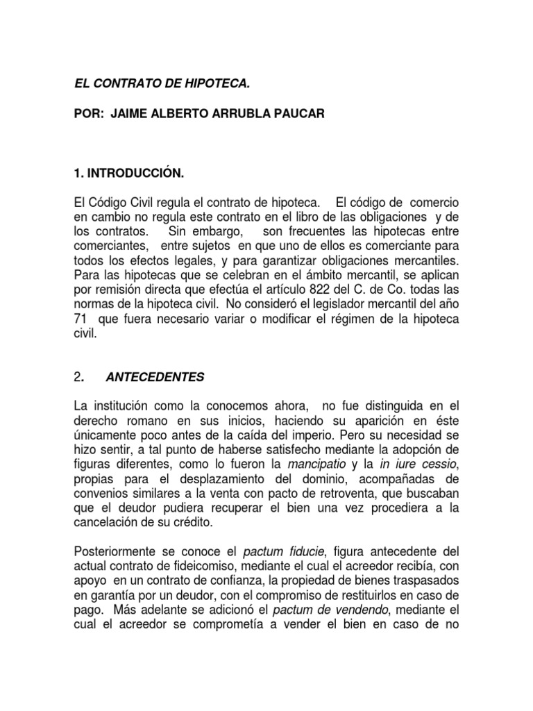 Contrato de Hipoteca PDF | PDF | Finanzas y dinero | Ciencias sociales