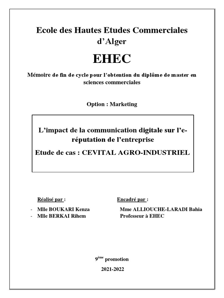 Memoire Final PDF | PDF