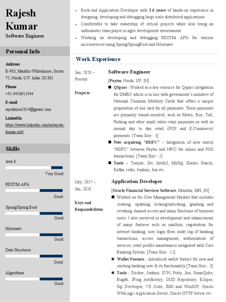 Rajesh Kumar Resume PDF | Download Free PDF | Oracle Corporation | My Sql