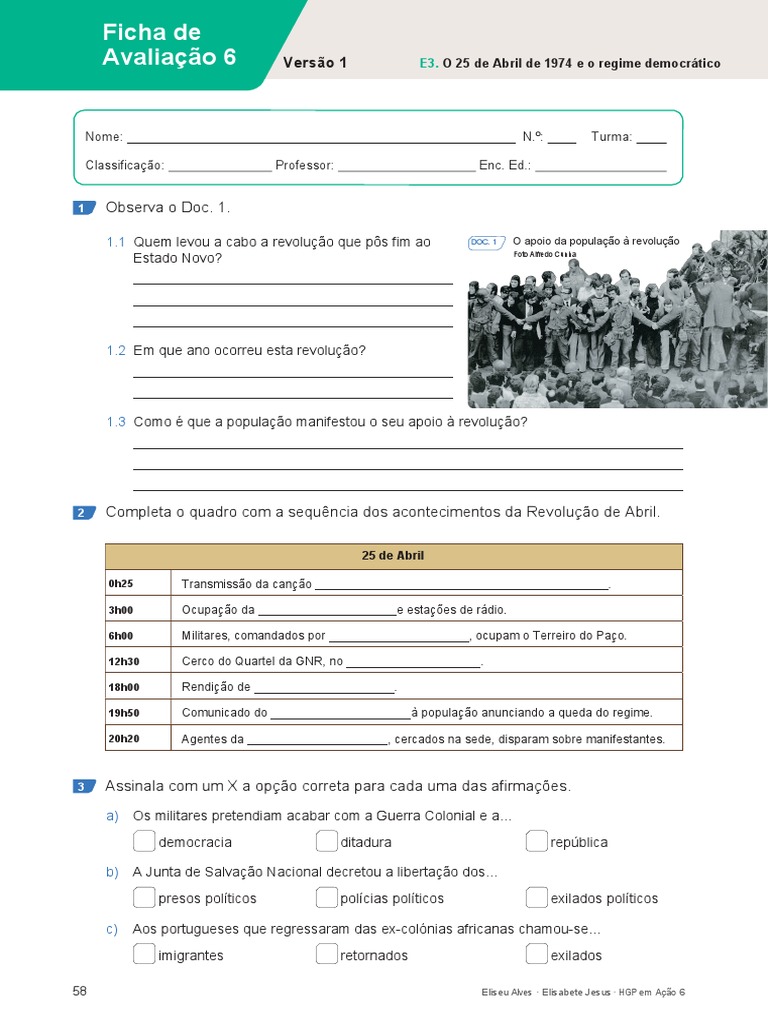 A Revolução de 25 de Abril de 1974 e a transição para a democracia em ...