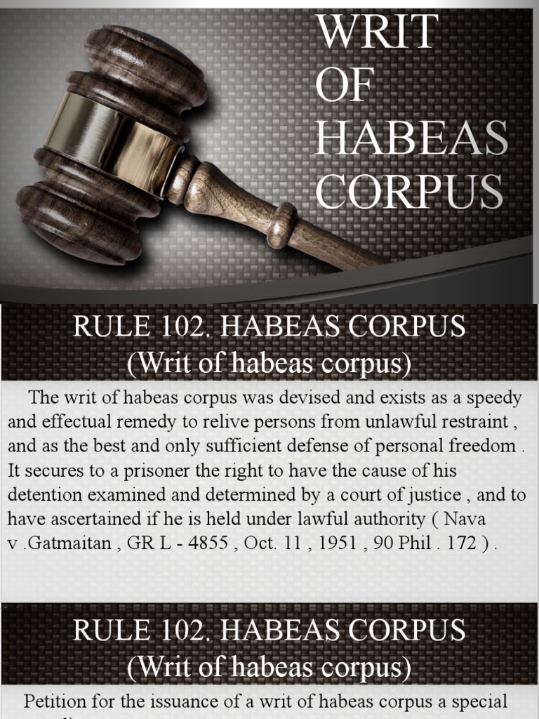 Writ of Habeas Corpus | PDF