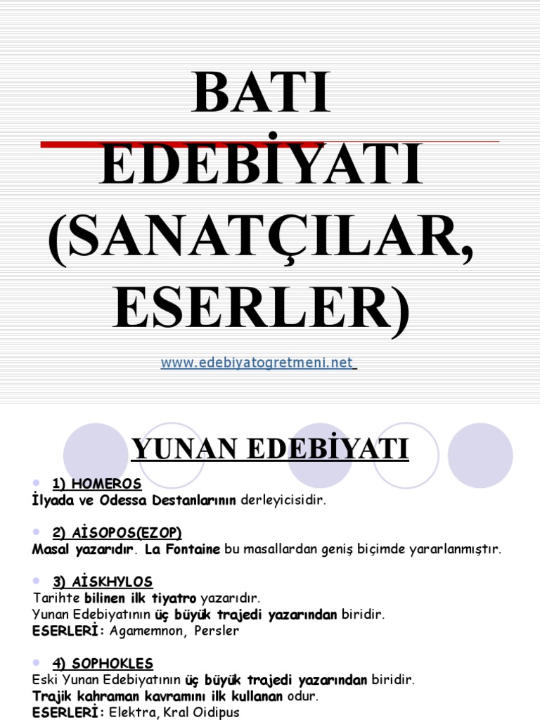 Bati Edebiyati Sanatcilari Sunusu - Pps | PDF