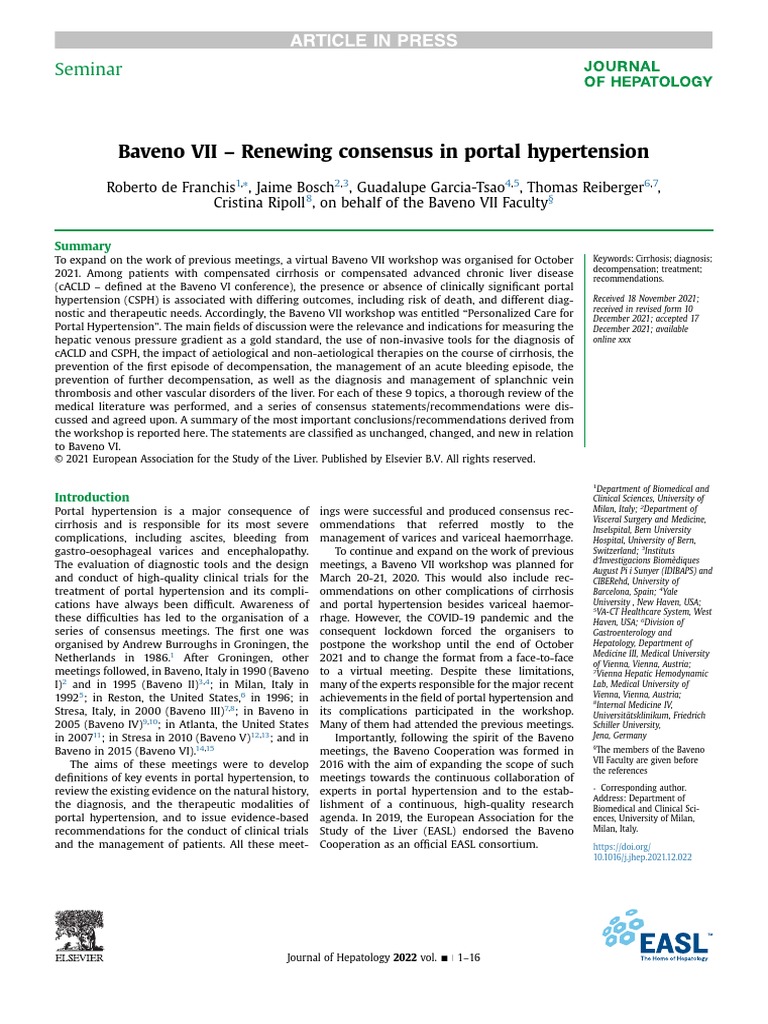 Baveno Vii PDF | PDF | Cirrhosis | Clinical Medicine