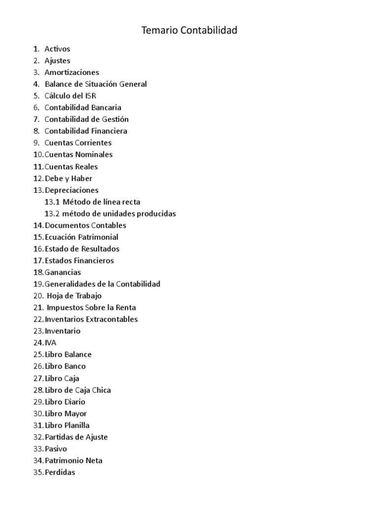Temario Contabilidad PDF | PDF