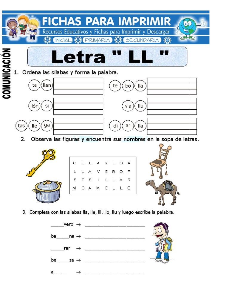 Actividades con la letra LL para 2° básico | PDF