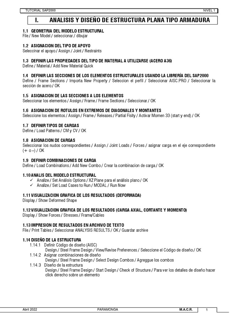 MACR - Tutorial SAP2000 PDF | PDF | Métodos y materiales de enseñanza | Informática