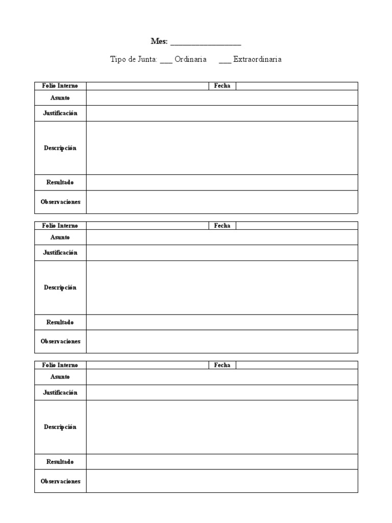 Formato - Puntos para Junta Directiva (Blank) | PDF