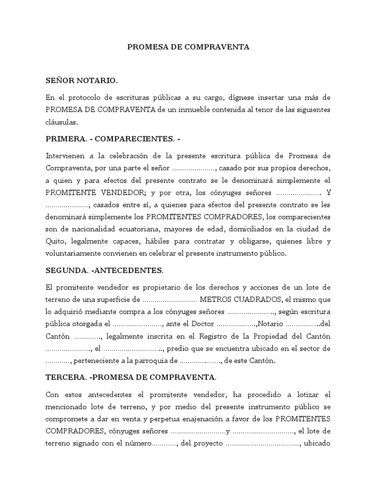 Modelo Promesa de Compraventa - Vane | PDF